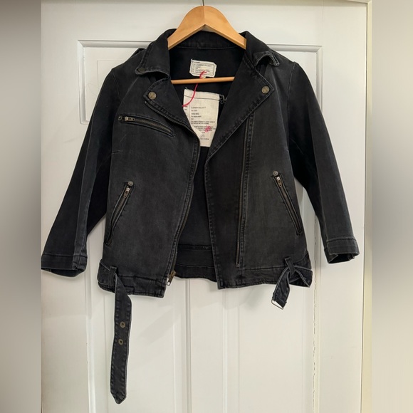 Current/Elliott | Jackets & Coats | Current Elliot Moto Denim Crop ...